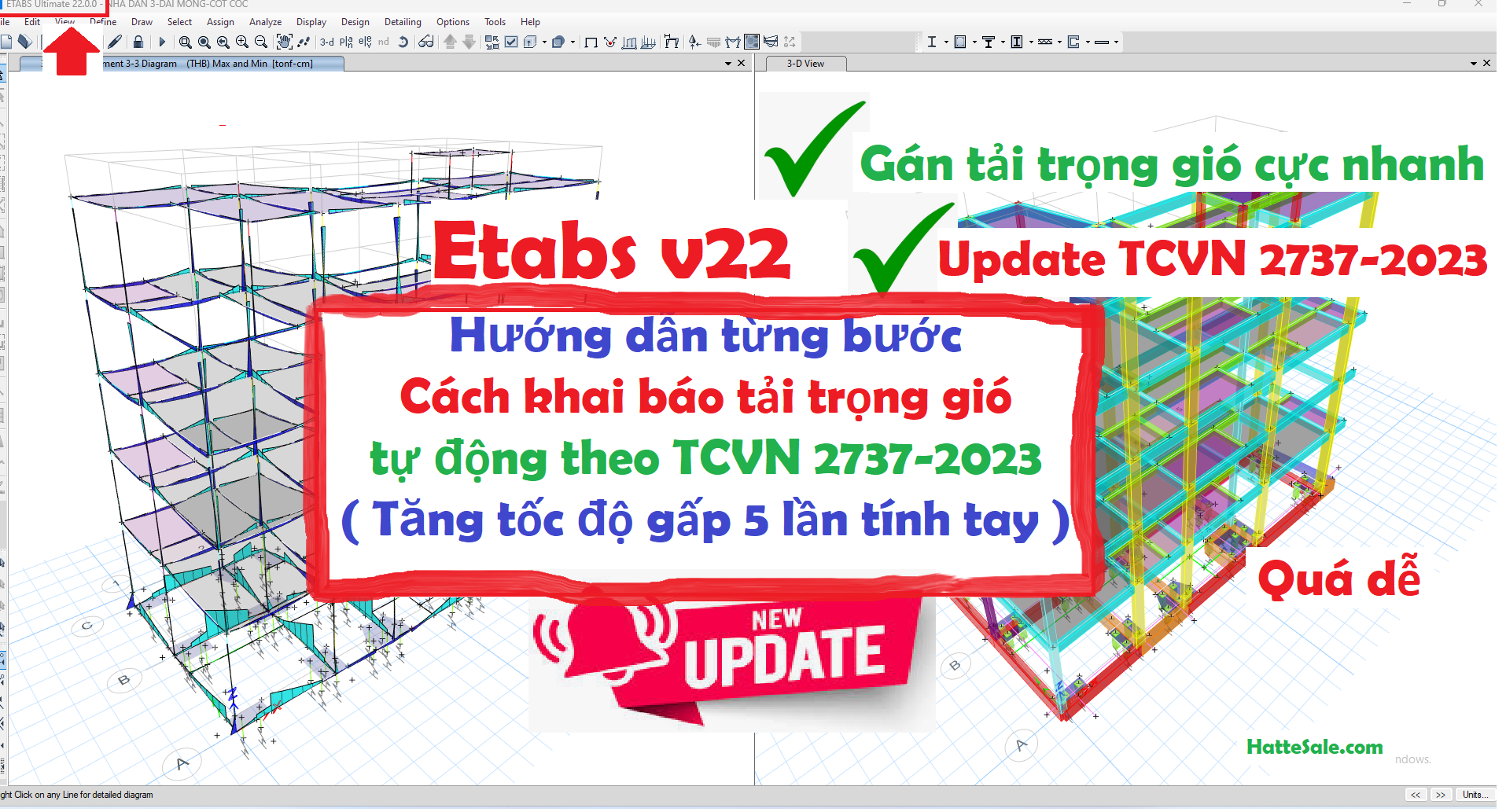 Cách gán tải trọng gió tự động trong Etabs v22 theo TCVN 2737-2023