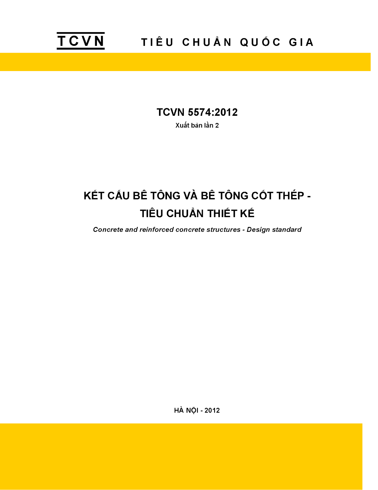 TCVN 5574-2012 - Tiêu chuẩn thiết kế bê tông và bê tông cốt thép
